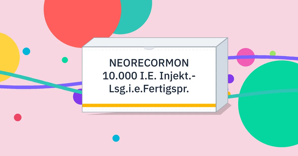 Symbolbild: Packung mit der Aufschrift NEORECORMON 10.000 I.E. Injekt.-Lsg.i.e.Fertigspr. (PZN 14333780) – Verfügbarkeit und Bezug in Apotheken in Frankfurt am Main