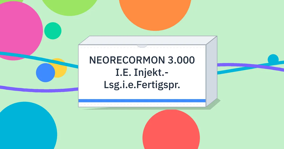 Symbolbild: Packung mit der Aufschrift NEORECORMON 3.000 I.E. Injekt.-Lsg.i.e.Fertigspr. (PZN 18048556) – Verfügbarkeit und Bezug in Apotheken in Frankfurt am Main