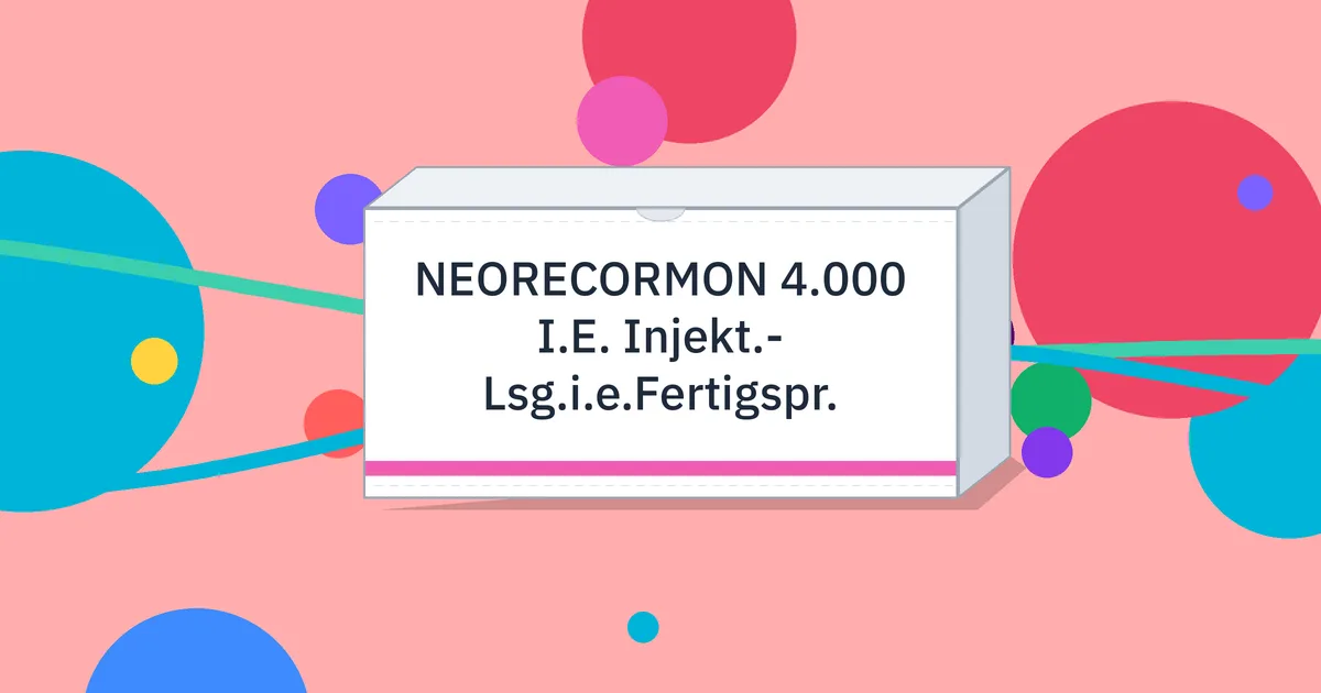 Symbolbild: Packung mit der Aufschrift NEORECORMON 4.000 I.E. Injekt.-Lsg.i.e.Fertigspr. (PZN 17627938) – Verfügbarkeit und Bezug in Apotheken in Frankfurt am Main