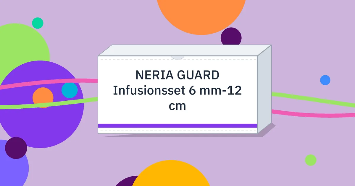 Symbolbild: Packung mit der Aufschrift NERIA GUARD Infusionsset 6 mm-12 cm (PZN 16237098) – Verfügbarkeit und Bezug in Apotheken in Frankfurt am Main