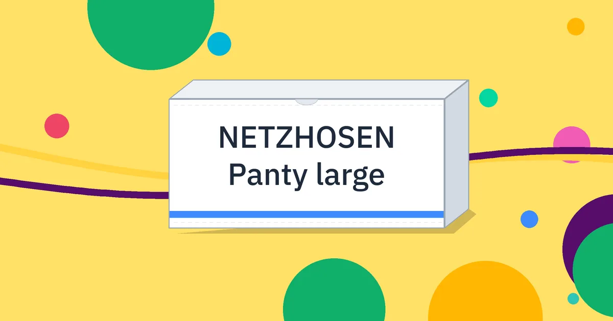 Symbolbild: Packung mit der Aufschrift NETZHOSEN Panty large (PZN 09081885) – Verfügbarkeit und Bezug in Apotheken in Frankfurt am Main