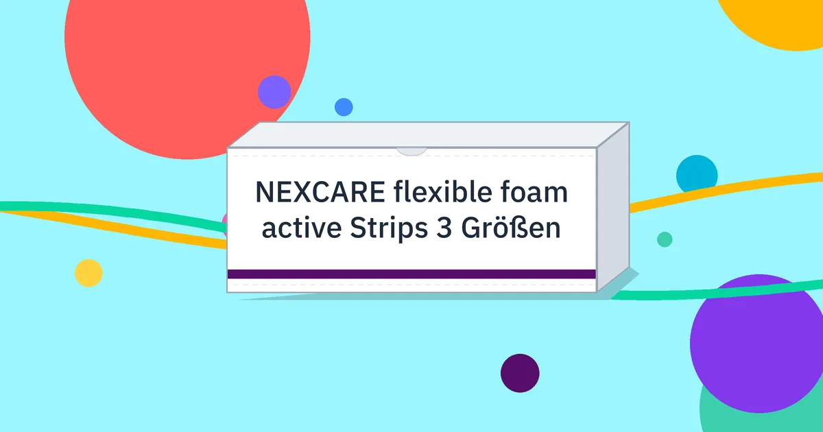 Symbolbild: Packung mit der Aufschrift NEXCARE flexible foam active Strips 3 Größen (PZN 16261889) – Verfügbarkeit und Bezug in Apotheken in Frankfurt am Main