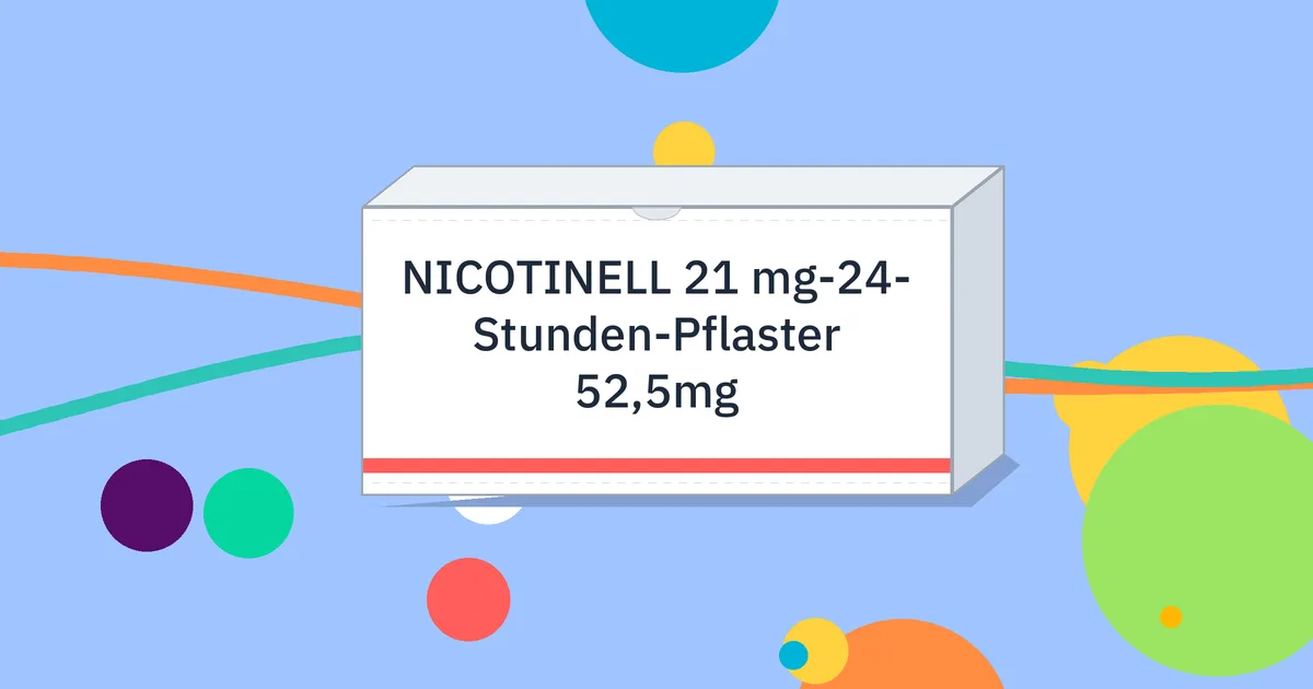 Symbolbild: Packung mit der Aufschrift NICOTINELL 21 mg-24-Stunden-Pflaster 52,5mg (PZN 20277790) – Verfügbarkeit und Bezug in Apotheken in Frankfurt am Main