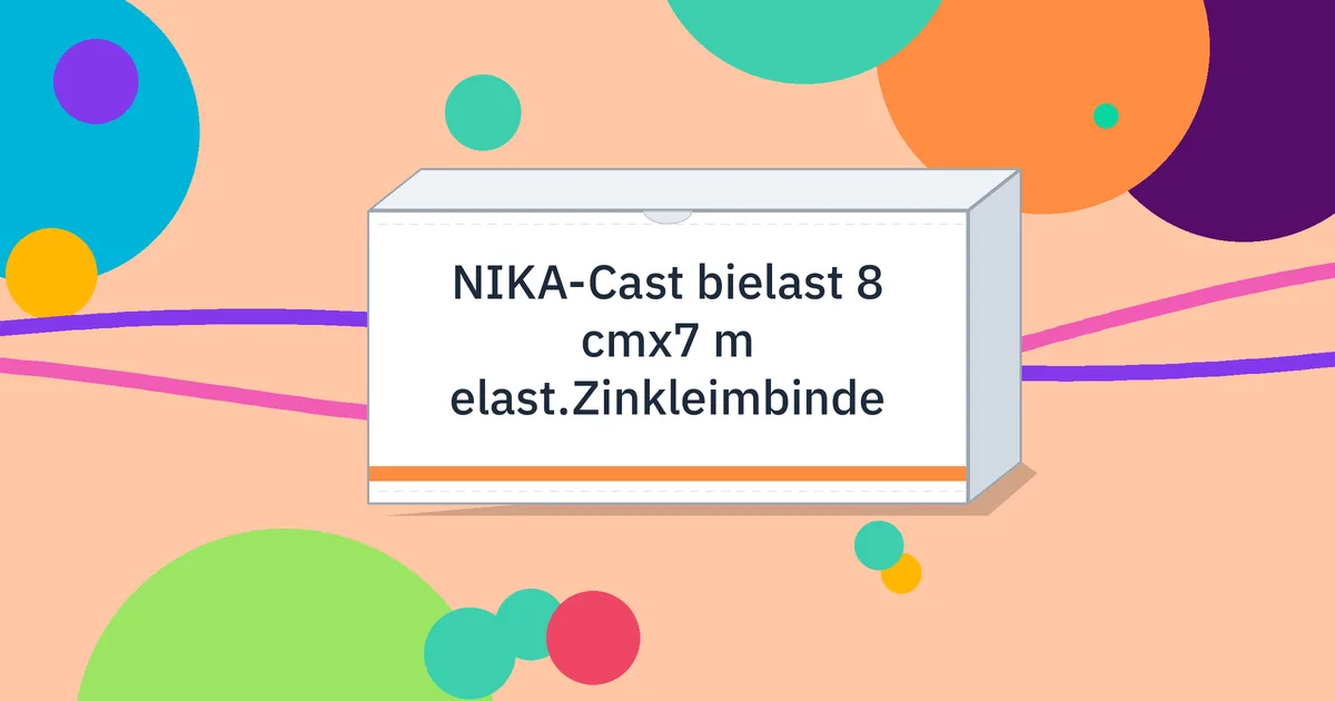 Symbolbild: Packung mit der Aufschrift NIKA-Cast bielast 8 cmx7 m elast.Zinkleimbinde (PZN 19078482) – Verfügbarkeit und Bezug in Apotheken in Frankfurt am Main