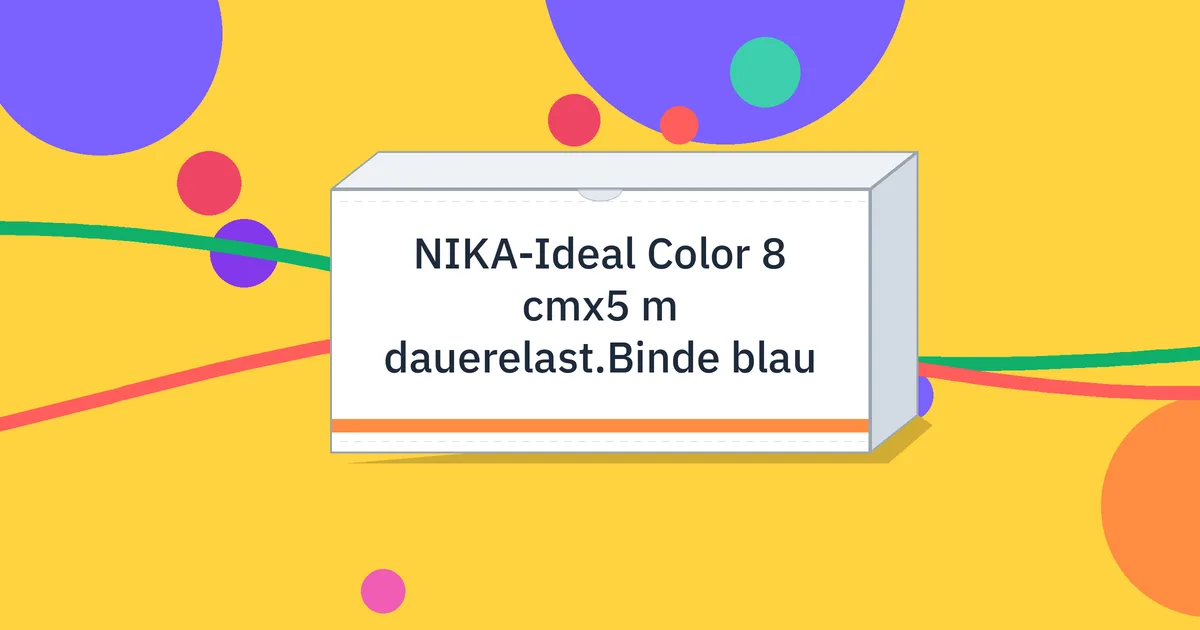 Symbolbild: Packung mit der Aufschrift NIKA-Ideal Color 8 cmx5 m dauerelast.Binde blau (PZN 14235959) – Verfügbarkeit und Bezug in Apotheken in Frankfurt am Main