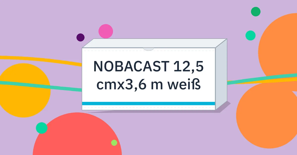 Symbolbild: Packung mit der Aufschrift NOBACAST 12,5 cmx3,6 m weiß (PZN 16027550) – Verfügbarkeit und Bezug in Apotheken in Frankfurt am Main