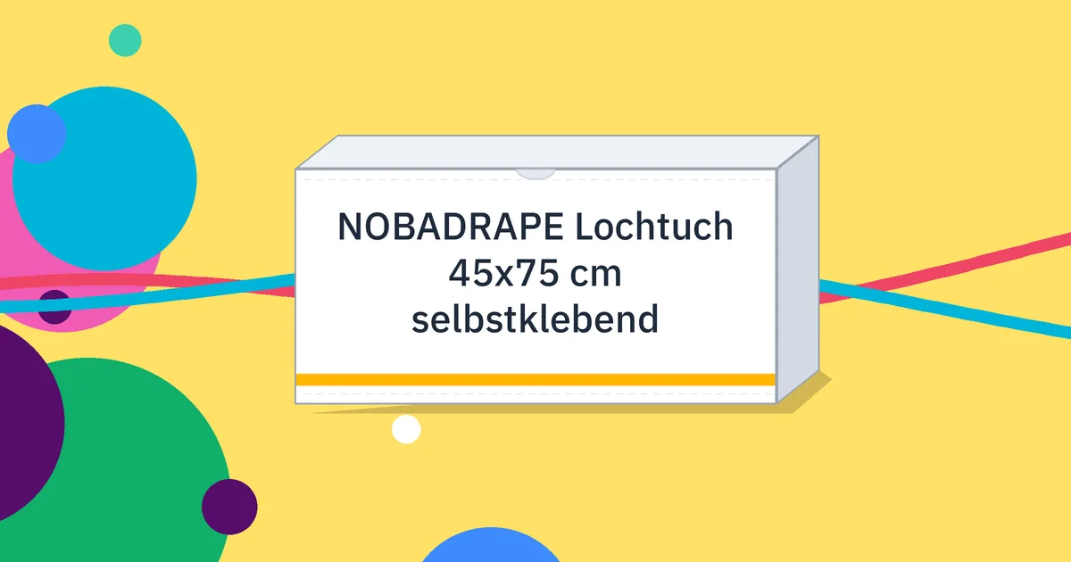 Symbolbild: Packung mit der Aufschrift NOBADRAPE Lochtuch 45x75 cm selbstklebend (PZN 02292538) – Verfügbarkeit und Bezug in Apotheken in Frankfurt am Main