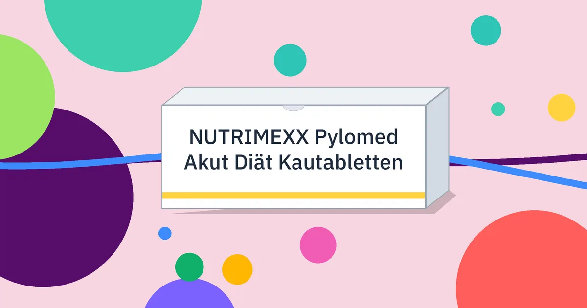 Symbolbild: Packung mit der Aufschrift NUTRIMEXX Pylomed Akut Diät Kautabletten (PZN 16876303) – Verfügbarkeit und Bezug in Apotheken in Frankfurt am Main