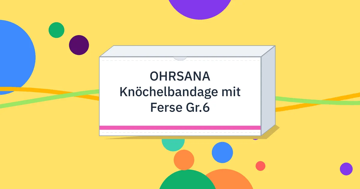 Symbolbild: Packung mit der Aufschrift OHRSANA Knöchelbandage mit Ferse Gr.6 (PZN 07121209) – Verfügbarkeit und Bezug in Apotheken in Frankfurt am Main