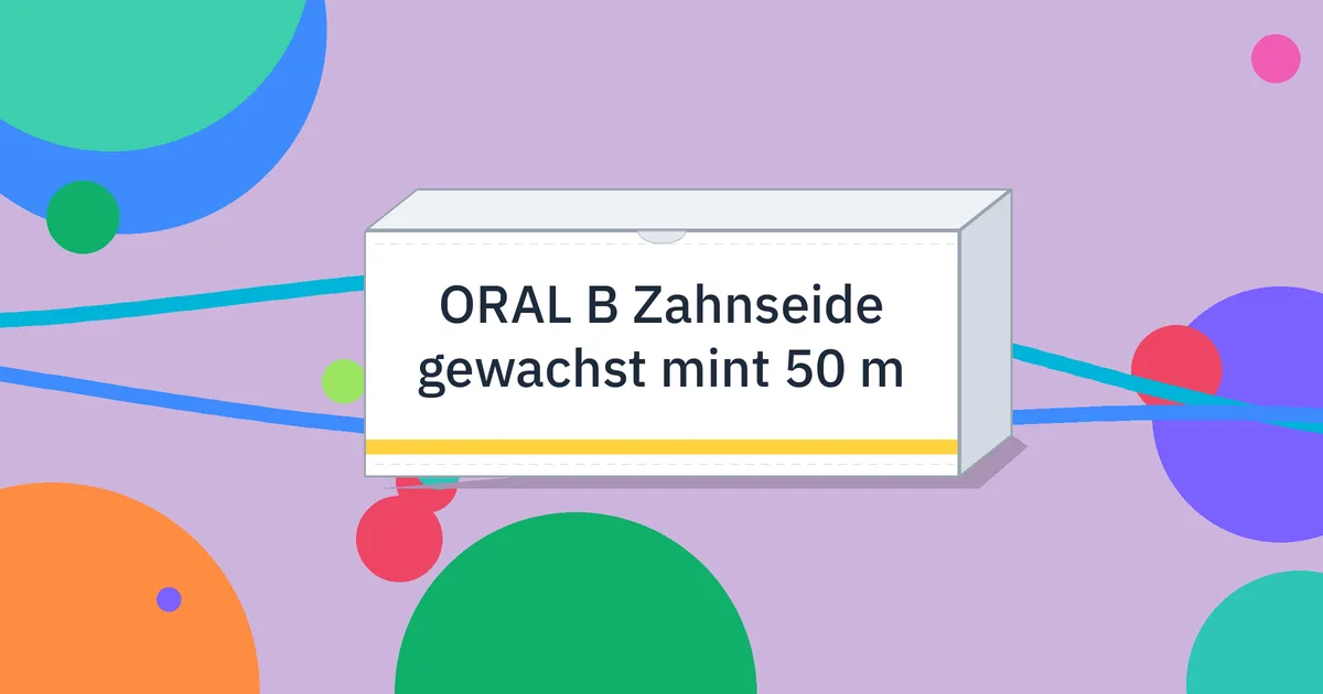 Symbolbild: Packung mit der Aufschrift ORAL B Zahnseide gewachst mint 50 m (PZN 08506578) – Verfügbarkeit und Bezug in Apotheken in Frankfurt am Main