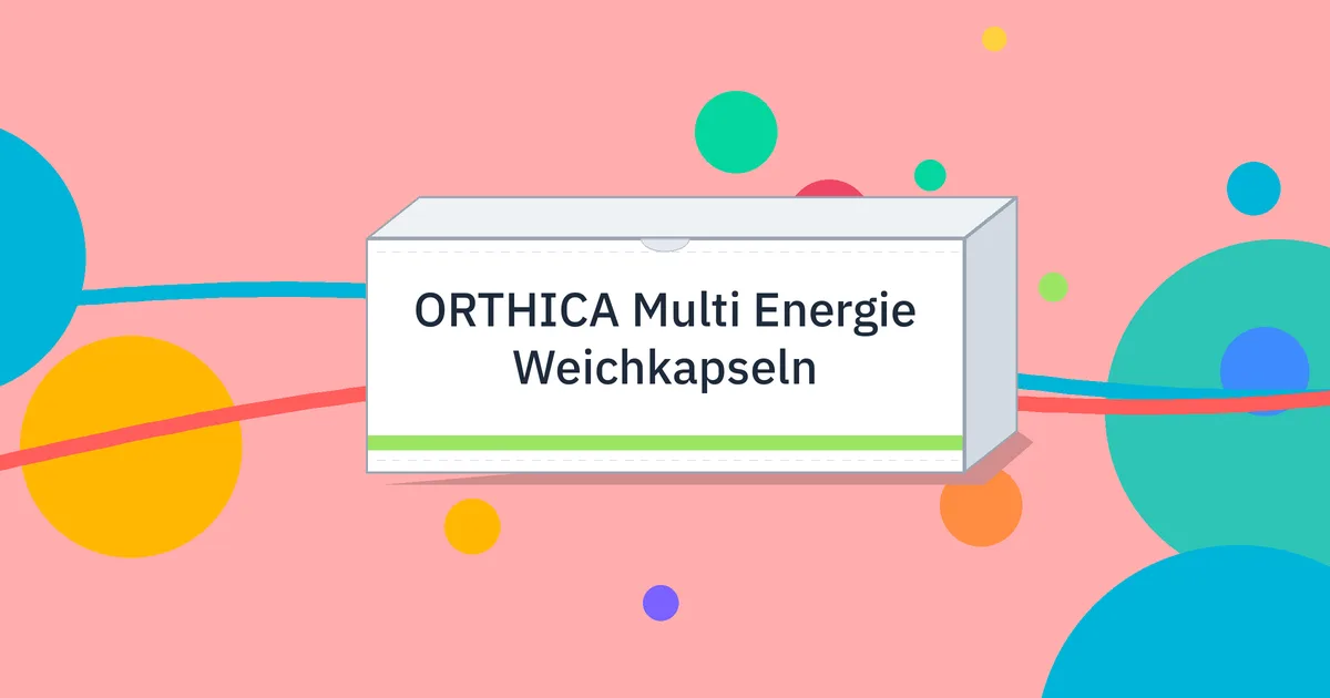 Symbolbild: Packung mit der Aufschrift ORTHICA Multi Energie Weichkapseln (PZN 20414904) – Verfügbarkeit und Bezug in Apotheken in Frankfurt am Main