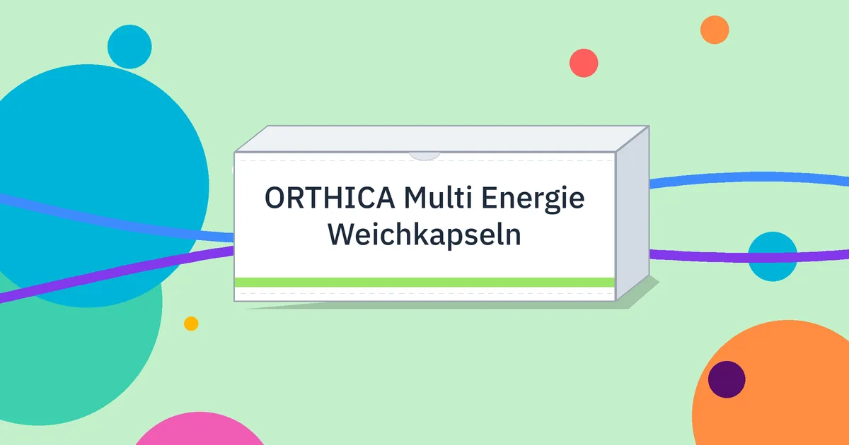 Symbolbild: Packung mit der Aufschrift ORTHICA Multi Energie Weichkapseln (PZN 13860164) – Verfügbarkeit und Bezug in Apotheken in Frankfurt am Main