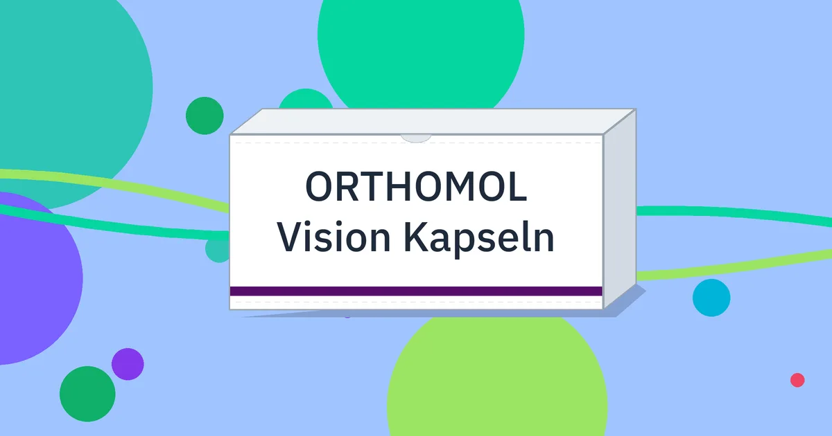Symbolbild: Packung mit der Aufschrift ORTHOMOL Vision Kapseln (PZN 07142430) – Verfügbarkeit und Bezug in Apotheken in Frankfurt am Main