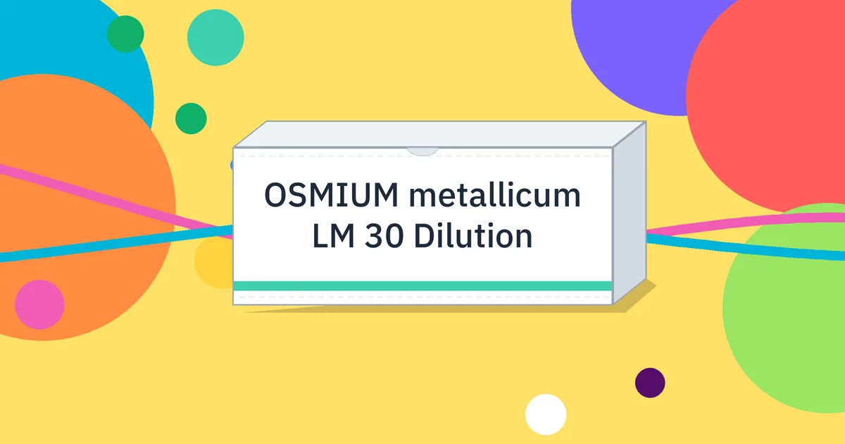 Symbolbild: Packung mit der Aufschrift OSMIUM metallicum LM 30 Dilution (PZN 12974210) – Verfügbarkeit und Bezug in Apotheken in Frankfurt am Main