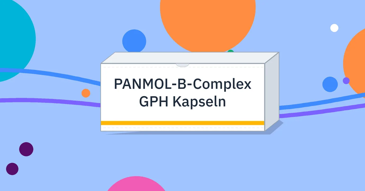 Symbolbild: Packung mit der Aufschrift PANMOL-B-Complex GPH Kapseln (PZN 04595823) – Verfügbarkeit und Bezug in Apotheken in Frankfurt am Main
