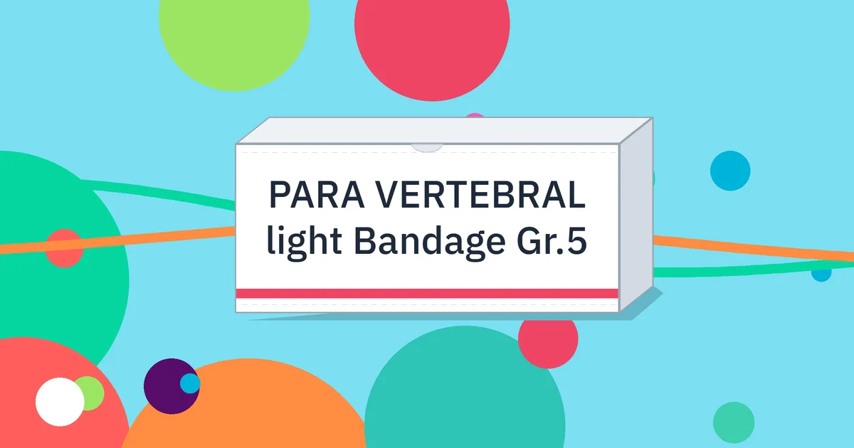 Symbolbild: Packung mit der Aufschrift PARA VERTEBRAL light Bandage Gr.5 (PZN 06991026) – Verfügbarkeit und Bezug in Apotheken in Frankfurt am Main