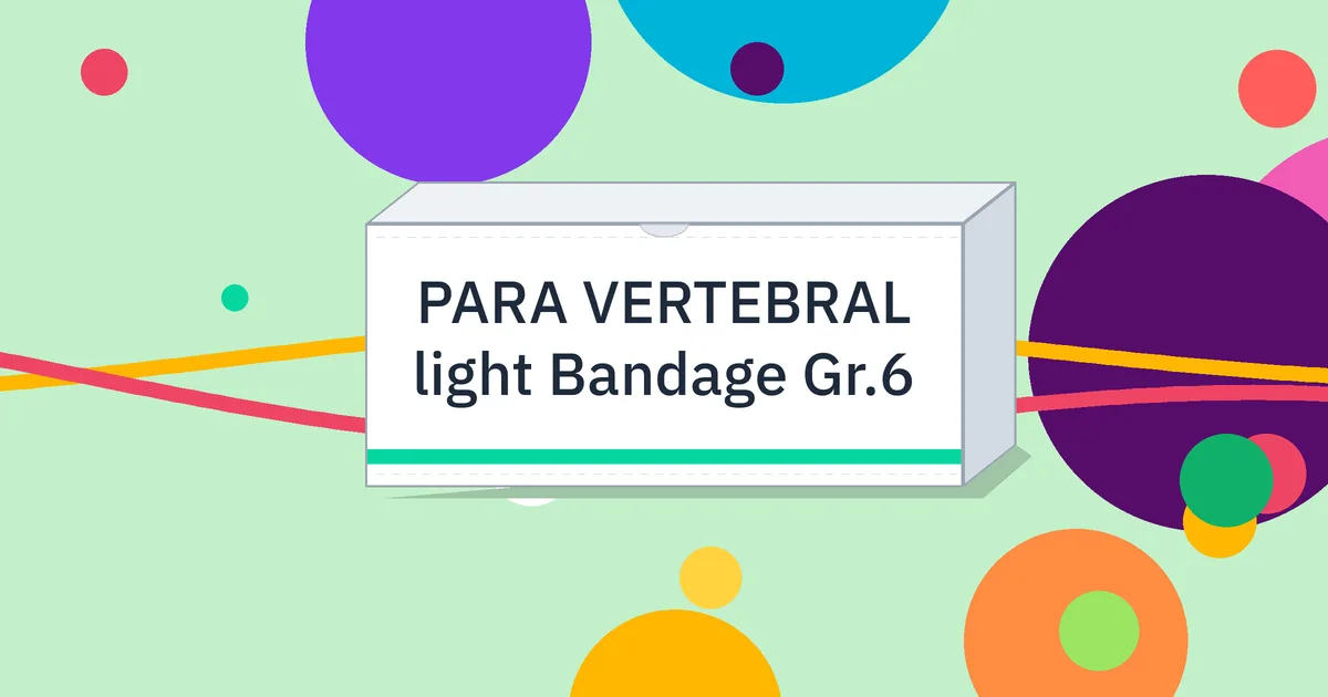 Symbolbild: Packung mit der Aufschrift PARA VERTEBRAL light Bandage Gr.6 (PZN 06991032) – Verfügbarkeit und Bezug in Apotheken in Frankfurt am Main