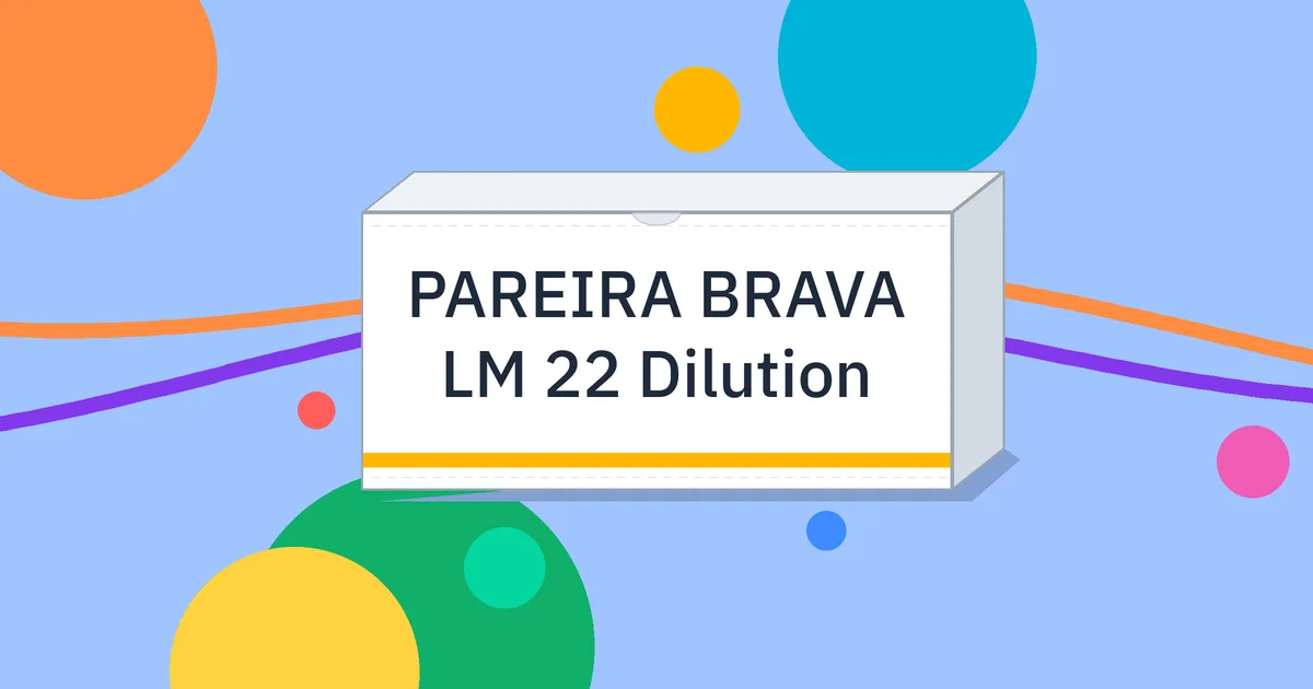 Symbolbild: Packung mit der Aufschrift PAREIRA BRAVA LM 22 Dilution (PZN 13631506) – Verfügbarkeit und Bezug in Apotheken in Frankfurt am Main