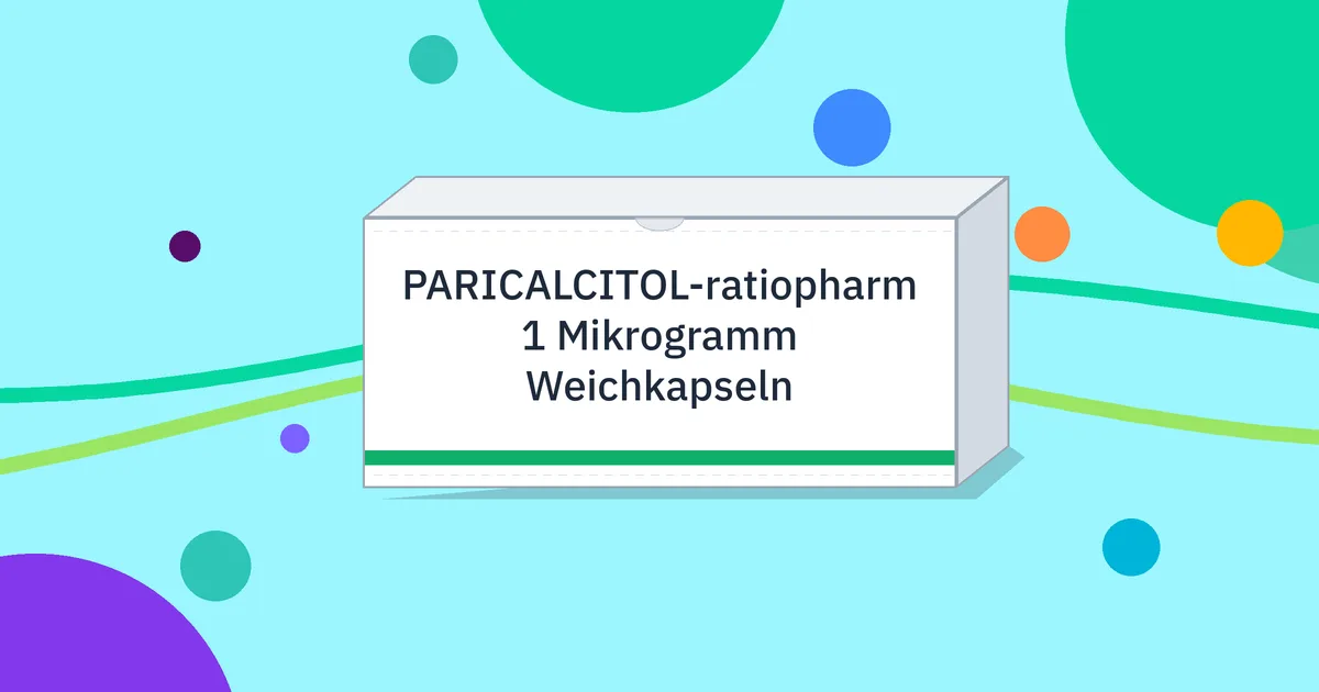 Symbolbild: Packung mit der Aufschrift PARICALCITOL-ratiopharm 1 Mikrogramm Weichkapseln (PZN 10713095) – Verfügbarkeit und Bezug in Apotheken in Frankfurt am Main