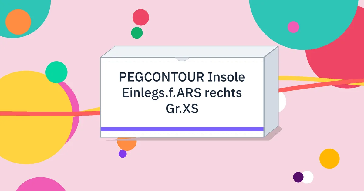 Symbolbild: Packung mit der Aufschrift PEGCONTOUR Insole Einlegs.f.ARS rechts Gr.XS (PZN 14255726) – Verfügbarkeit und Bezug in Apotheken in Frankfurt am Main