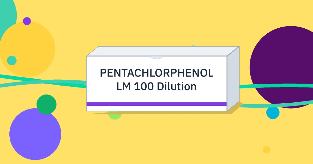 Symbolbild: Packung mit der Aufschrift PENTACHLORPHENOL LM 100 Dilution (PZN 13634462) – Verfügbarkeit und Bezug in Apotheken in Frankfurt am Main