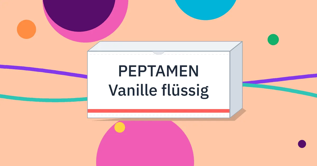 Symbolbild: Packung mit der Aufschrift PEPTAMEN Vanille flüssig (PZN 00813565) – Verfügbarkeit und Bezug in Apotheken in Frankfurt am Main