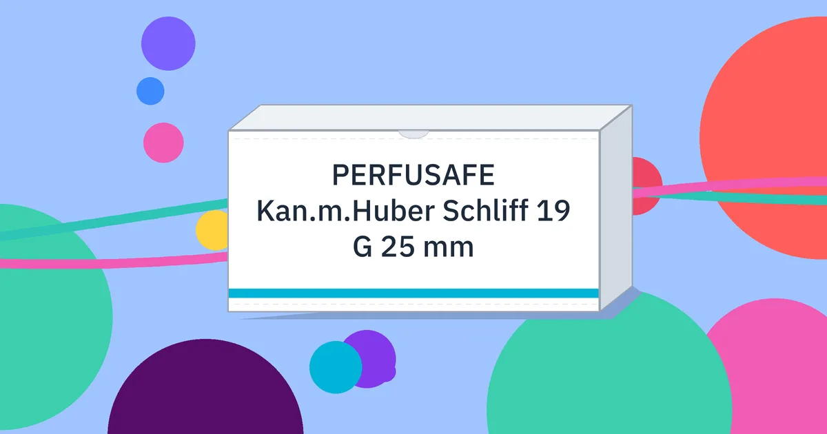 Symbolbild: Packung mit der Aufschrift PERFUSAFE Kan.m.Huber Schliff 19 G 25 mm (PZN 13866126) – Verfügbarkeit und Bezug in Apotheken in Frankfurt am Main