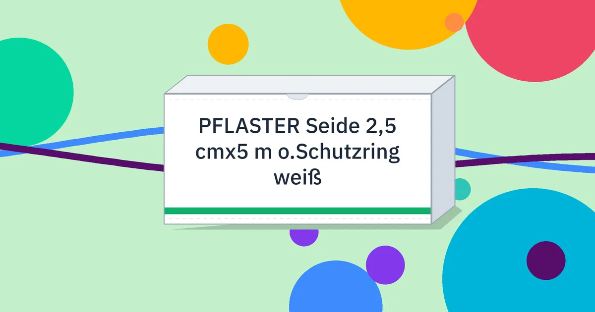 Symbolbild: Packung mit der Aufschrift PFLASTER Seide 2,5 cmx5 m o.Schutzring weiß (PZN 10540482) – Verfügbarkeit und Bezug in Apotheken in Frankfurt am Main