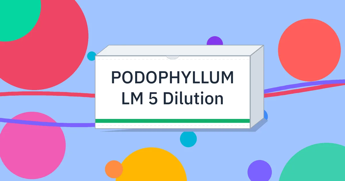 Symbolbild: Packung mit der Aufschrift PODOPHYLLUM LM 5 Dilution (PZN 13042879) – Verfügbarkeit und Bezug in Apotheken in Frankfurt am Main