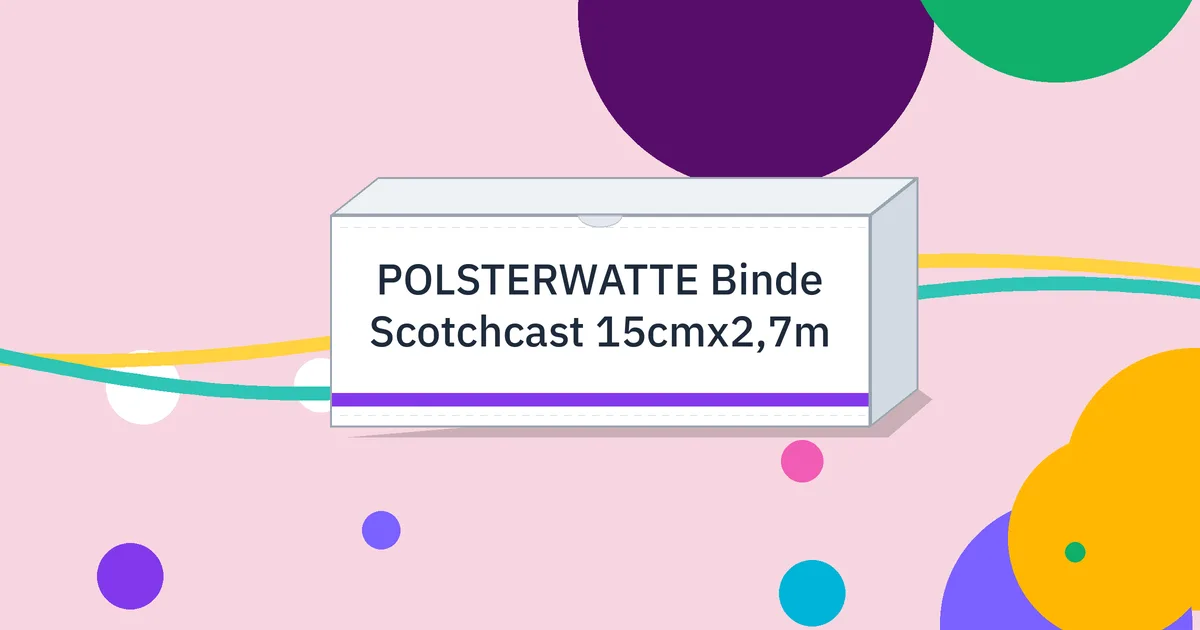 Symbolbild: Packung mit der Aufschrift POLSTERWATTE Binde Scotchcast 15cmx2,7m (PZN 07391676) – Verfügbarkeit und Bezug in Apotheken in Frankfurt am Main