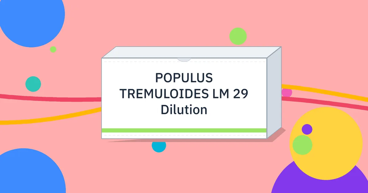 Symbolbild: Packung mit der Aufschrift POPULUS TREMULOIDES LM 29 Dilution (PZN 13664931) – Verfügbarkeit und Bezug in Apotheken in Frankfurt am Main