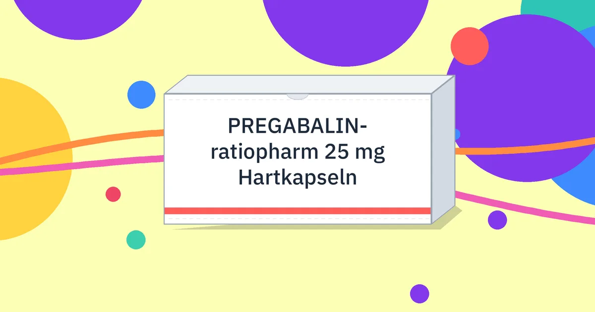 Symbolbild: Packung mit der Aufschrift PREGABALIN-ratiopharm 25 mg Hartkapseln (PZN 10328776) – Verfügbarkeit und Bezug in Apotheken in Frankfurt am Main