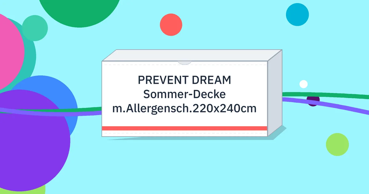 Symbolbild: Packung mit der Aufschrift PREVENT DREAM Sommer-Decke m.Allergensch.220x240cm (PZN 18336350) – Verfügbarkeit und Bezug in Apotheken in Frankfurt am Main