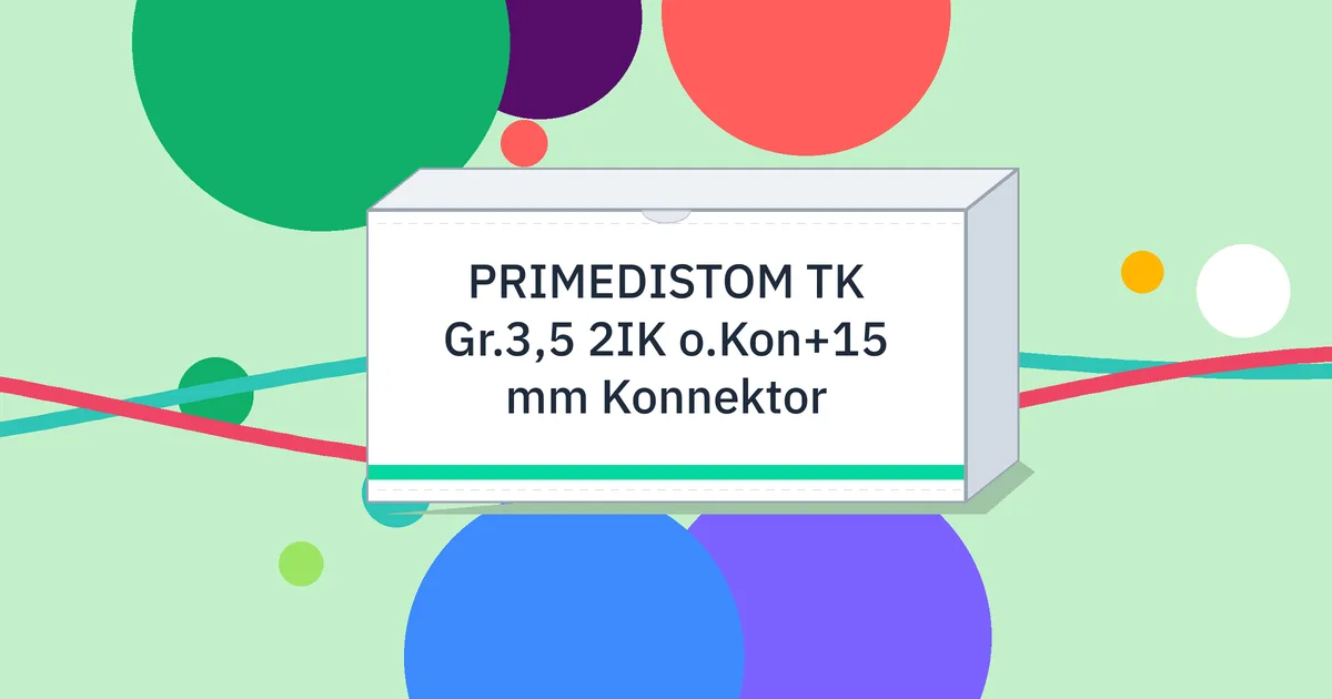 Symbolbild: Packung mit der Aufschrift PRIMEDISTOM TK Gr.3,5 2IK o.Kon+15 mm Konnektor (PZN 10229525) – Verfügbarkeit und Bezug in Apotheken in Frankfurt am Main