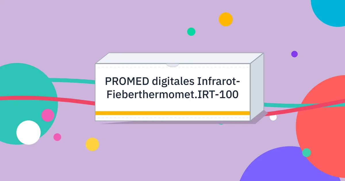 Symbolbild: Packung mit der Aufschrift PROMED digitales Infrarot-Fieberthermomet.IRT-100 (PZN 14220314) – Verfügbarkeit und Bezug in Apotheken in Frankfurt am Main