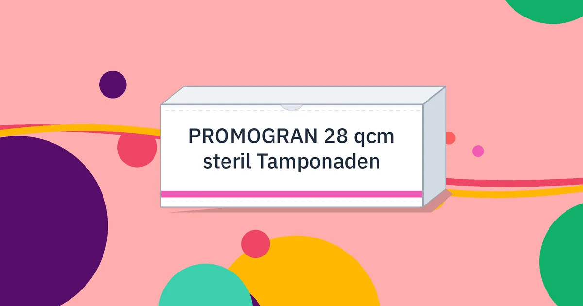 Symbolbild: Packung mit der Aufschrift PROMOGRAN 28 qcm steril Tamponaden (PZN 04480764) – Verfügbarkeit und Bezug in Apotheken in Frankfurt am Main