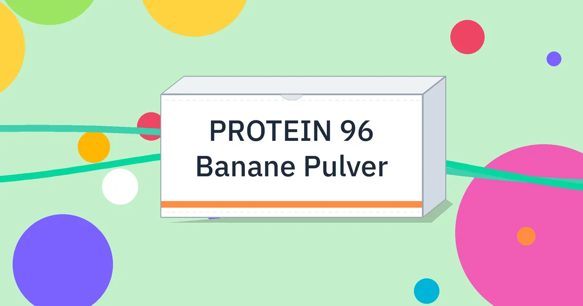Symbolbild: Packung mit der Aufschrift PROTEIN 96 Banane Pulver (PZN 10533849) – Verfügbarkeit und Bezug in Apotheken in Frankfurt am Main