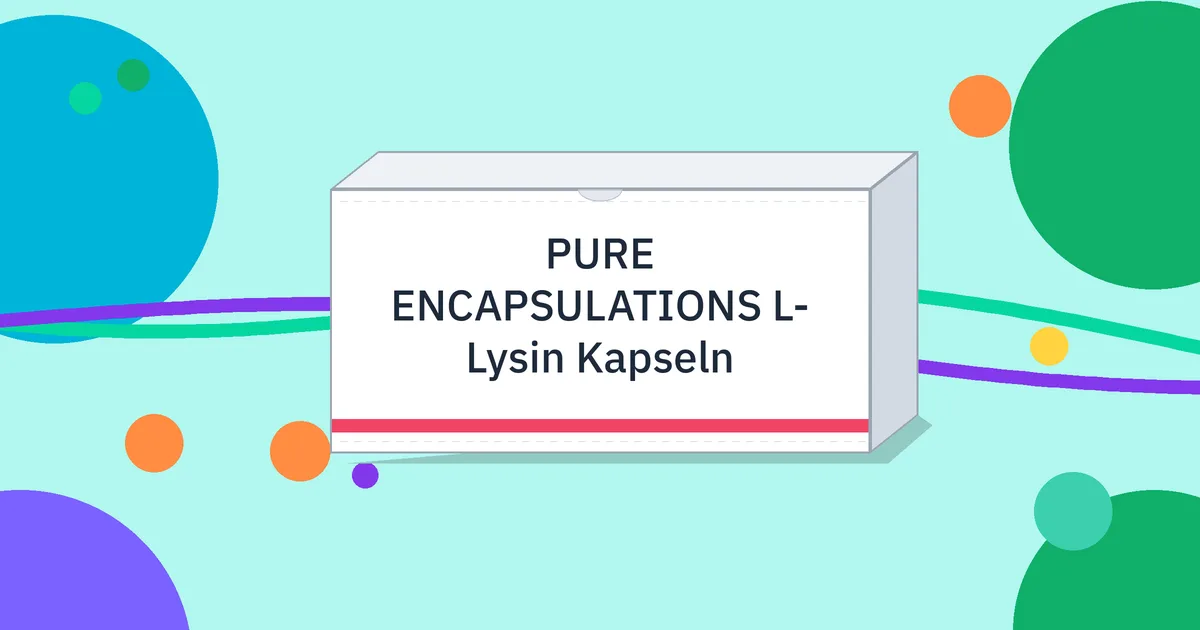 Symbolbild: Packung mit der Aufschrift PURE ENCAPSULATIONS L-Lysin Kapseln (PZN 02822746) – Verfügbarkeit und Bezug in Apotheken in Frankfurt am Main