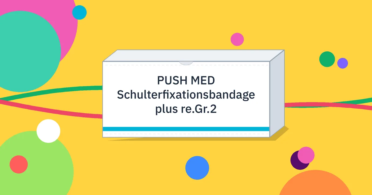 Symbolbild: Packung mit der Aufschrift PUSH MED Schulterfixationsbandage plus re.Gr.2 (PZN 09372542) – Verfügbarkeit und Bezug in Apotheken in Frankfurt am Main