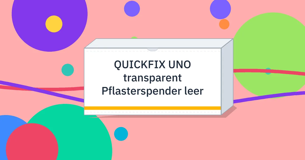 Symbolbild: Packung mit der Aufschrift QUICKFIX UNO transparent Pflasterspender leer (PZN 13360295) – Verfügbarkeit und Bezug in Apotheken in Frankfurt am Main