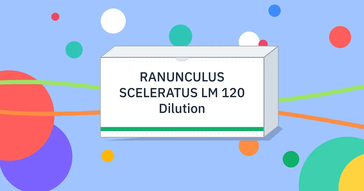 Symbolbild: Packung mit der Aufschrift RANUNCULUS SCELERATUS LM 120 Dilution (PZN 13676673) – Verfügbarkeit und Bezug in Apotheken in Frankfurt am Main