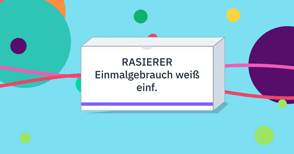 Symbolbild: Packung mit der Aufschrift RASIERER Einmalgebrauch weiß einf. (PZN 02443138) – Verfügbarkeit und Bezug in Apotheken in Frankfurt am Main