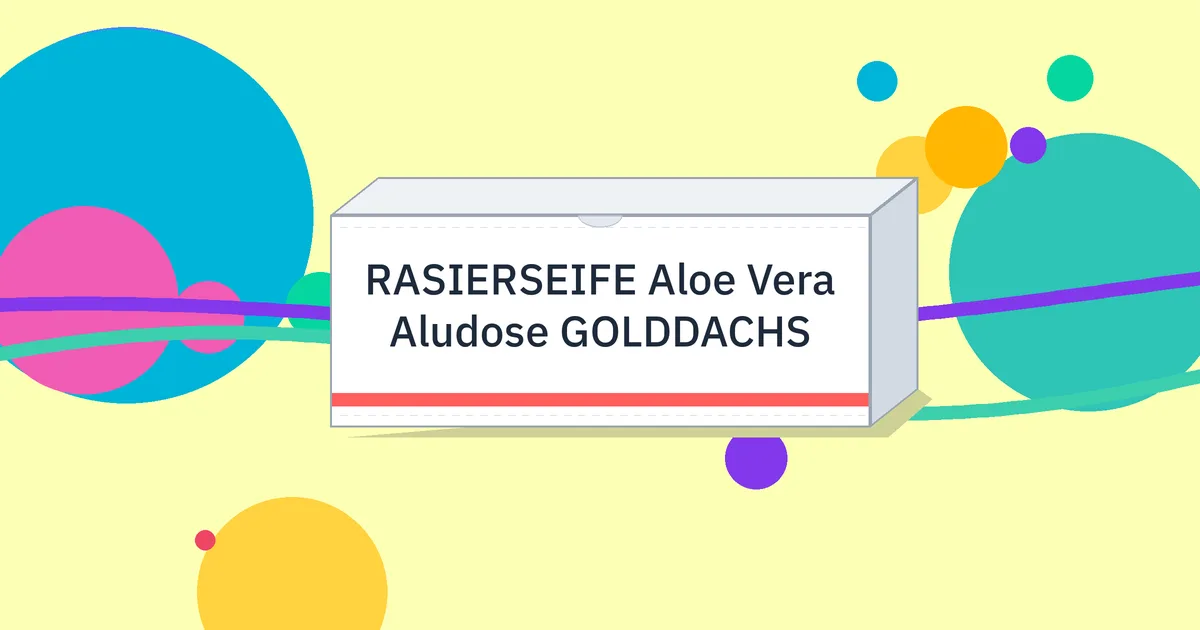 Symbolbild: Packung mit der Aufschrift RASIERSEIFE Aloe Vera Aludose GOLDDACHS (PZN 10711630) – Verfügbarkeit und Bezug in Apotheken in Frankfurt am Main