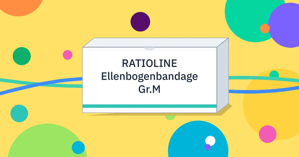 Symbolbild: Packung mit der Aufschrift RATIOLINE Ellenbogenbandage Gr.M (PZN 17872827) – Verfügbarkeit und Bezug in Apotheken in Frankfurt am Main