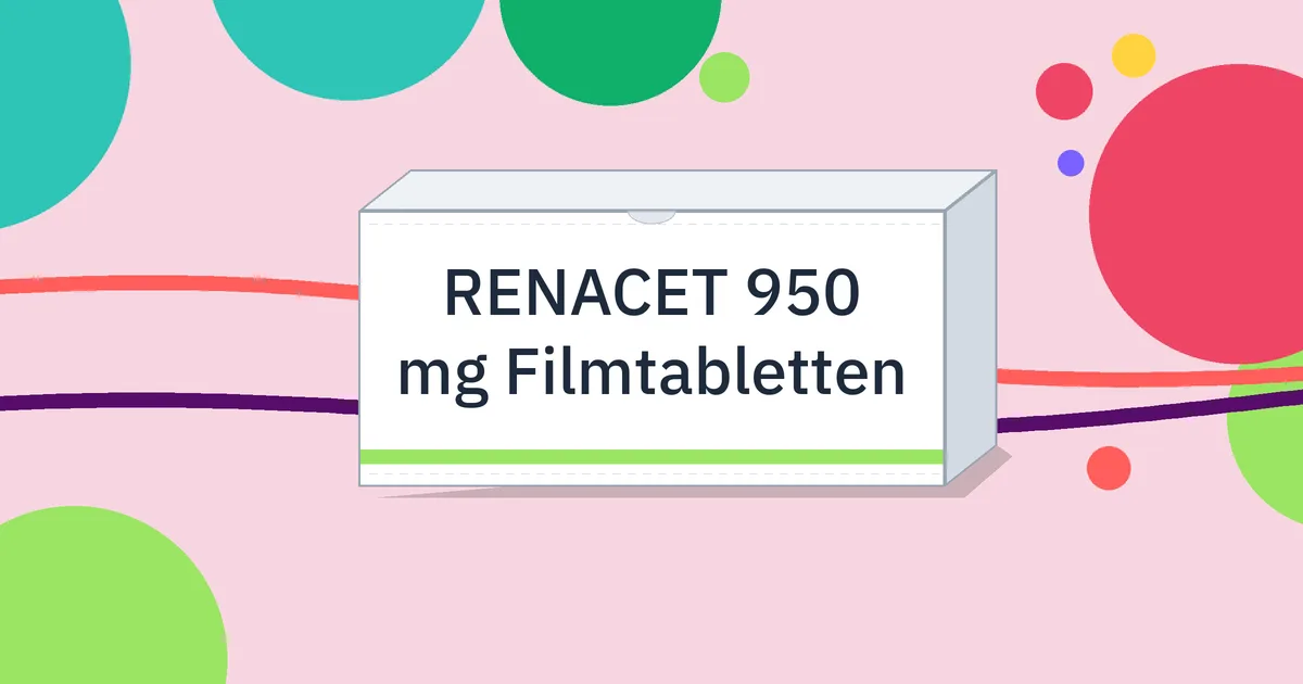 Symbolbild: Packung mit der Aufschrift RENACET 950 mg Filmtabletten (PZN 04103381) – Verfügbarkeit und Bezug in Apotheken in Frankfurt am Main
