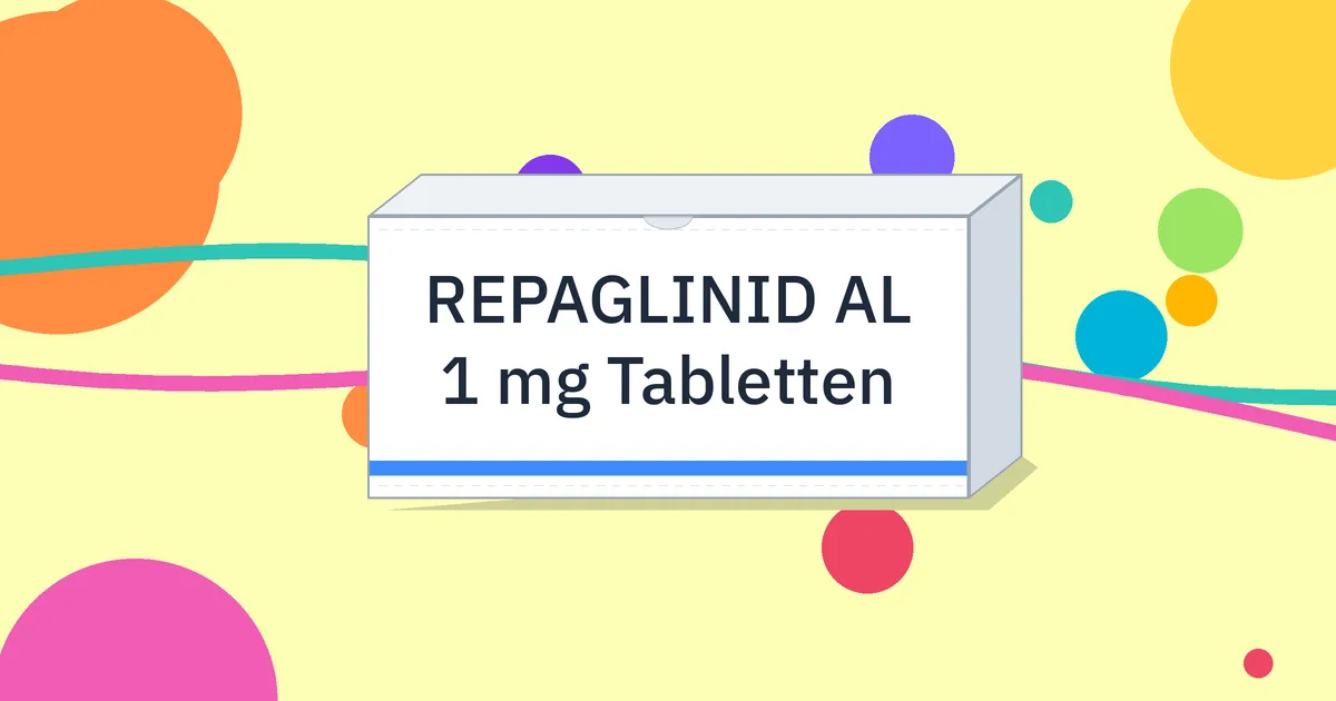 Symbolbild: Packung mit der Aufschrift REPAGLINID AL 1 mg Tabletten (PZN 01509958) – Verfügbarkeit und Bezug in Apotheken in Frankfurt am Main