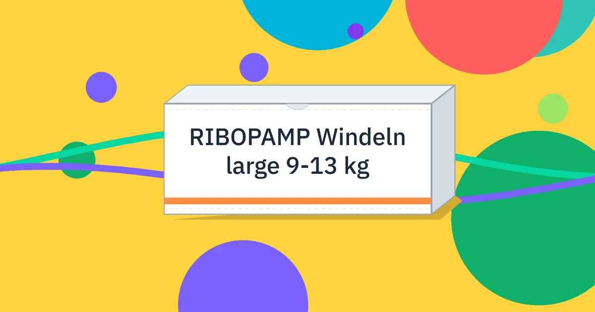 Symbolbild: Packung mit der Aufschrift RIBOPAMP Windeln large 9-13 kg (PZN 04774419) – Verfügbarkeit und Bezug in Apotheken in Frankfurt am Main