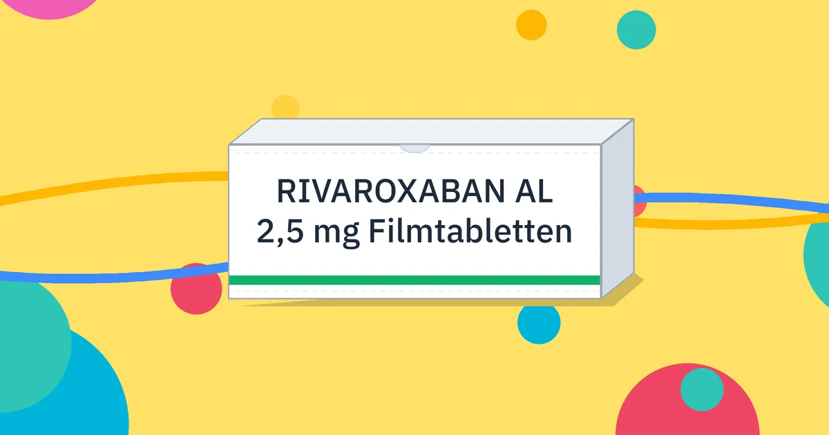 Symbolbild: Packung mit der Aufschrift RIVAROXABAN AL 2,5 mg Filmtabletten (PZN 19094883) – Verfügbarkeit und Bezug in Apotheken in Frankfurt am Main