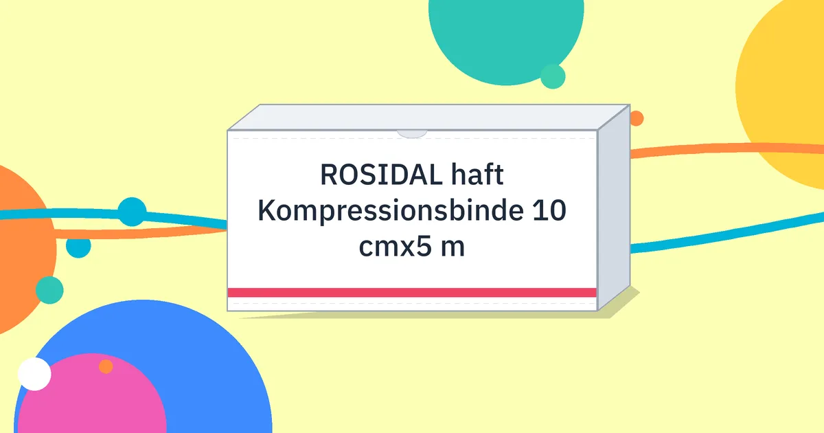 Symbolbild: Packung mit der Aufschrift ROSIDAL haft Kompressionsbinde 10 cmx5 m (PZN 19521500) – Verfügbarkeit und Bezug in Apotheken in Frankfurt am Main