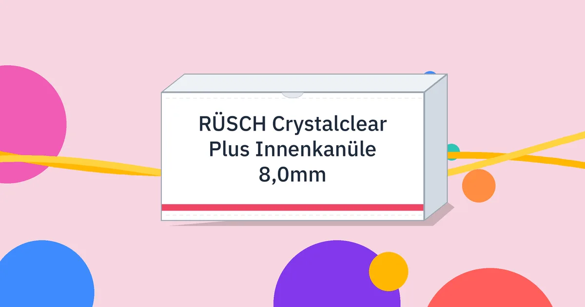 Symbolbild: Packung mit der Aufschrift RÜSCH Crystalclear Plus Innenkanüle 8,0mm (PZN 03434070) – Verfügbarkeit und Bezug in Apotheken in Frankfurt am Main